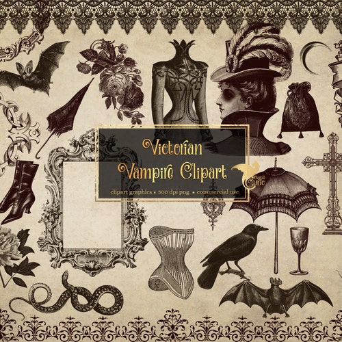 Victorian Vampire Clipart Vintage Antique Halloween Clip Art - Etsy