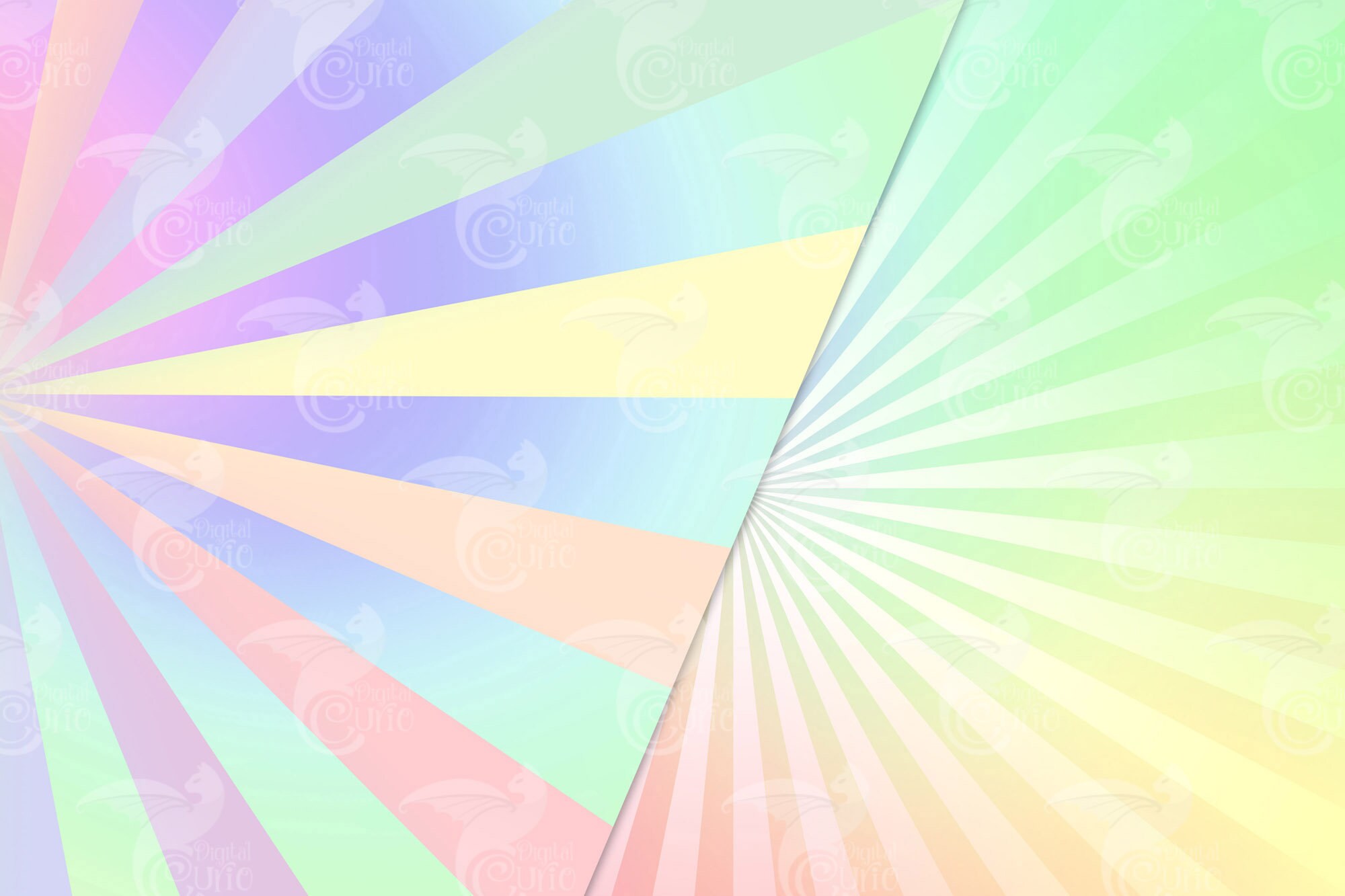 Pastel Rainbow Sunburst Digital Paper - Instant Download Printable ...