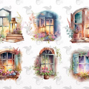 Watercolor Cottagecore Windows Set 2 Clipart - Rustic Shabby PNG Format ...