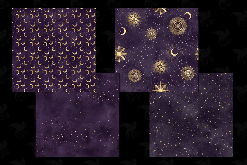 Purple Starry Night Digital Paper Seamless Celestial - Etsy