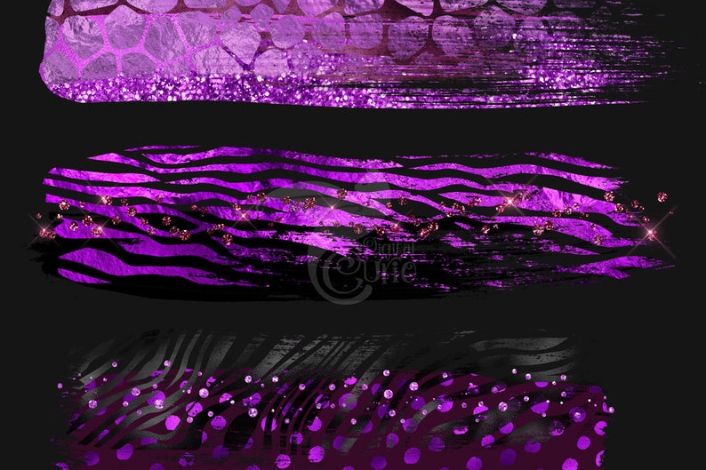 Purple Safari Brush Strokes Clipart With Glitter and Foil in - Etsy