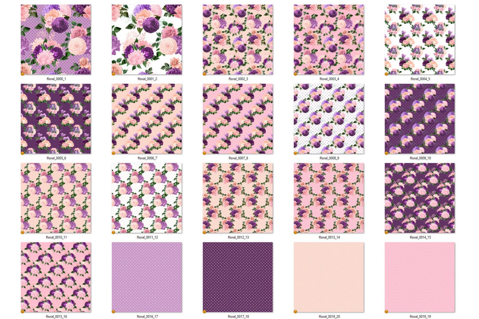 Peach Pink and Lavender Floral Digital Paper Seamless - Etsy