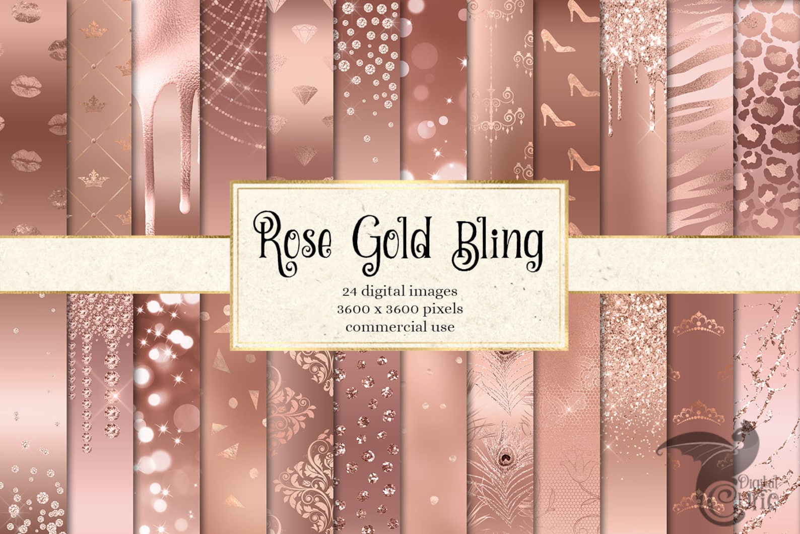 Rose Gold Bling Digital Paper Glitter and Foil Backgrounds - Etsy