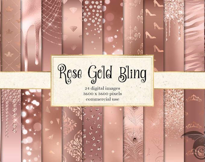 Rose Gold Bling Digital Paper Glitter and Foil Backgrounds - Etsy