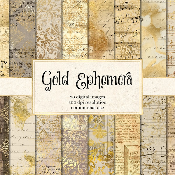 Gold Digital Papers - Etsy