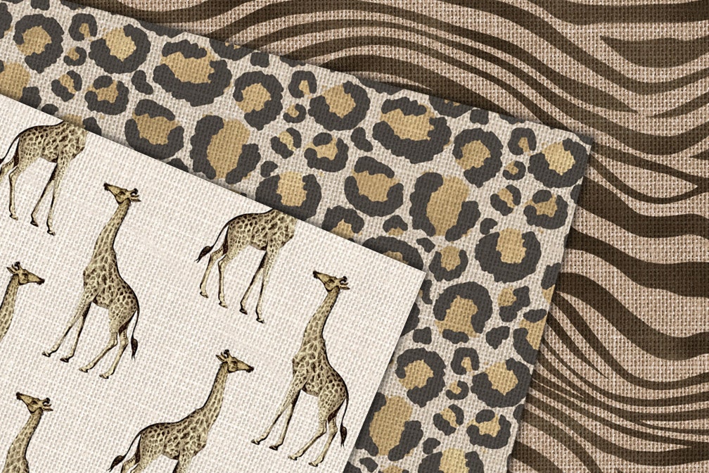 Linen Safari Animal Print Digital Paper Seamless Linen - Etsy