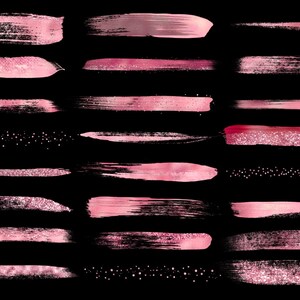 Pink Paint Strokes Clipart, With Pink Glitter and Pink Foil in Digital ...