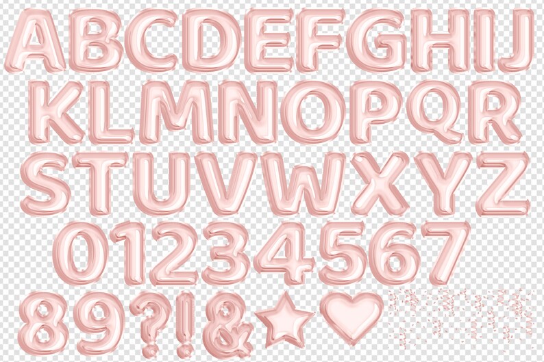 Blush Pink Foil Balloon Alphabet Clip Art – PNG Graphics (digital ...