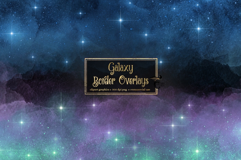 Galaxy Border Overlays Digital Instant Download Watercolor - Etsy
