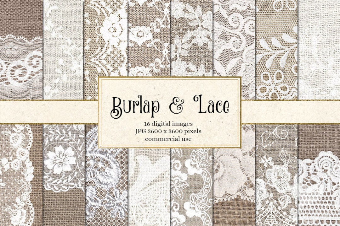 Burlap and Lace Digital Paper Pack, Rustic Wedding Textures (digital ...