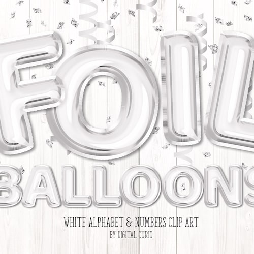 Silver Foil Balloon Script Alphabet Clip Art Digital Instant - Etsy
