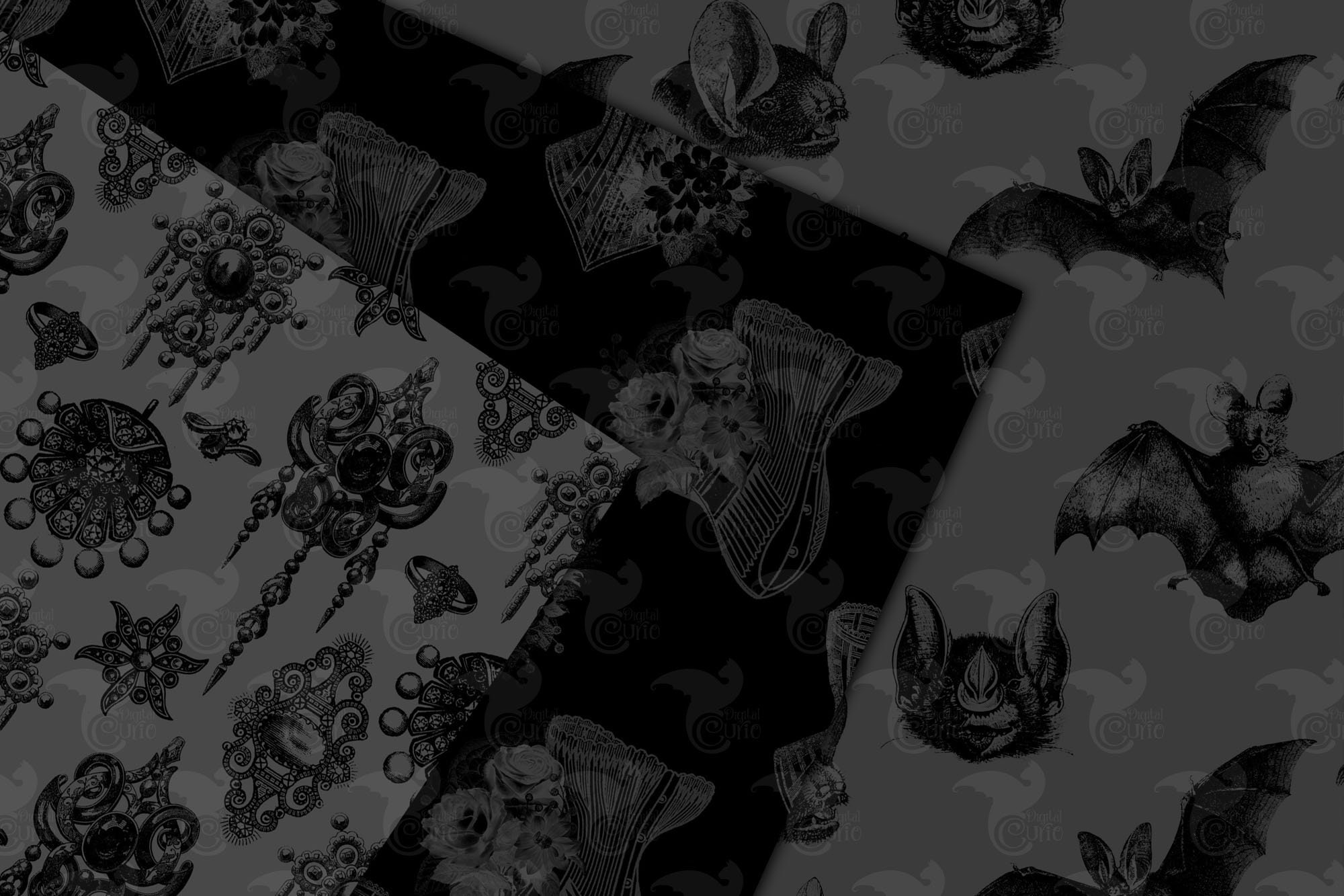 Black Gothic Digital Paper, Seamless Skull Damask (digital Download) - Etsy