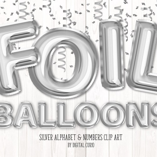 Silver Foil Balloon Alphabet Clip Art Digital Instant - Etsy
