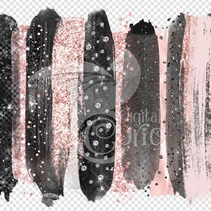Blush Pink Watercolor Brush Stroke Clipart, Glitter Paint Elements ...