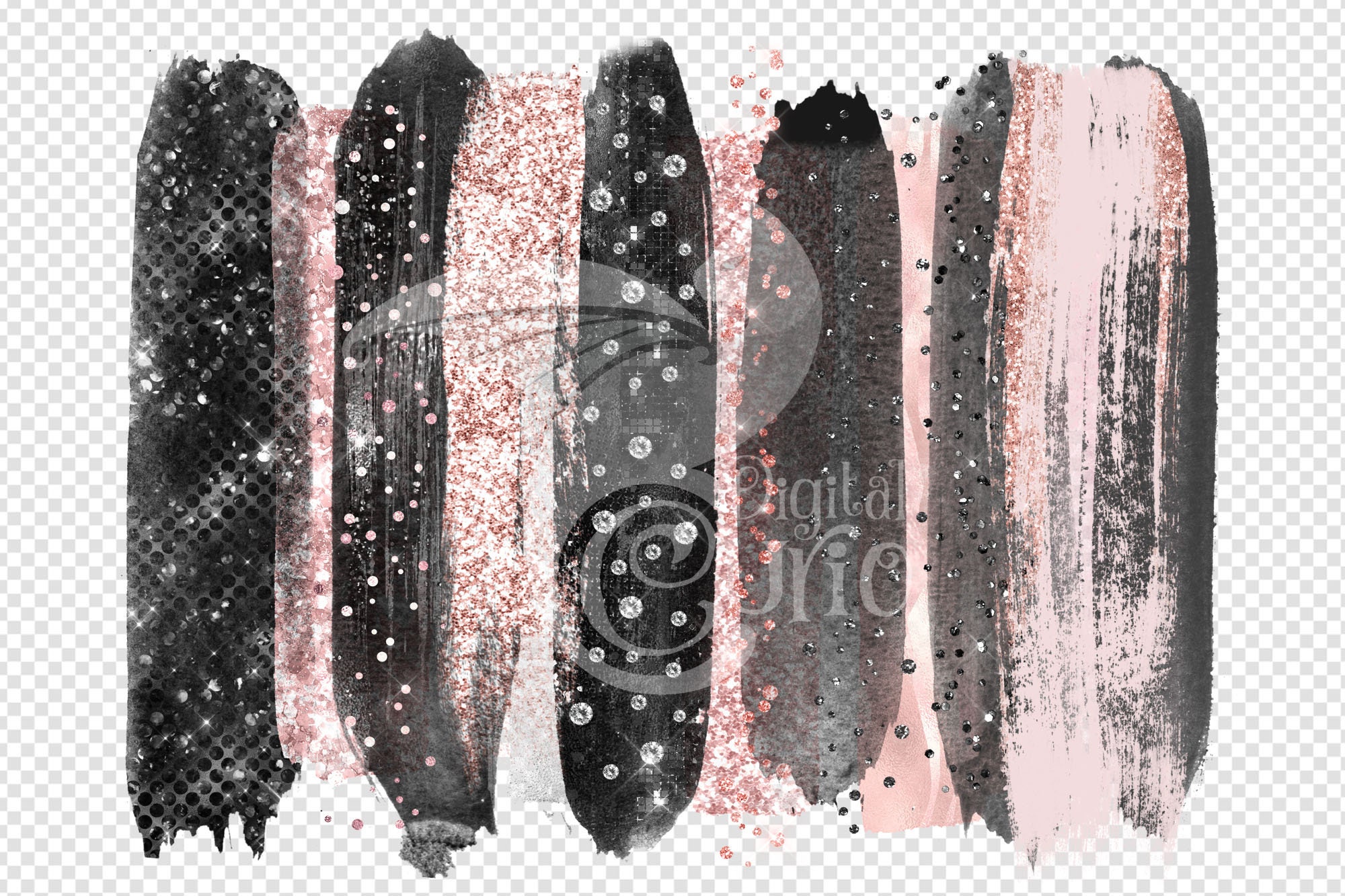 Blush Pink Watercolor Brush Stroke Clipart, Glitter Paint Elements ...