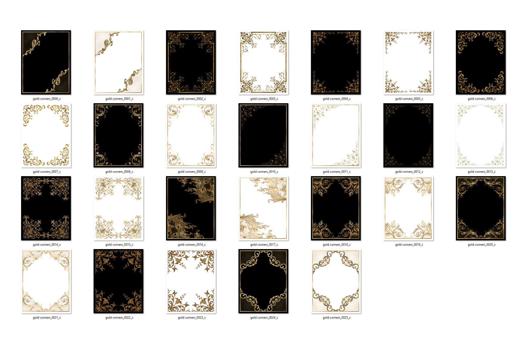 Gold Corner Digital Paper, Vintage Frames, Scrapbooking (digital ...