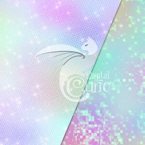 Unicorn Dreams Digital Paper, Glitter and Shimmer Backgrounds Rainbow ...