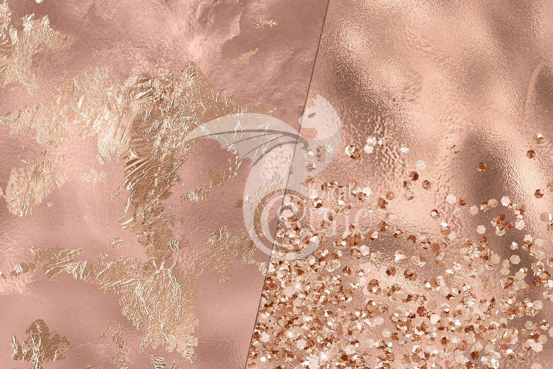 Rose Gold and Glitter Textures Digital Rose Gold Foil Shimmer | Etsy