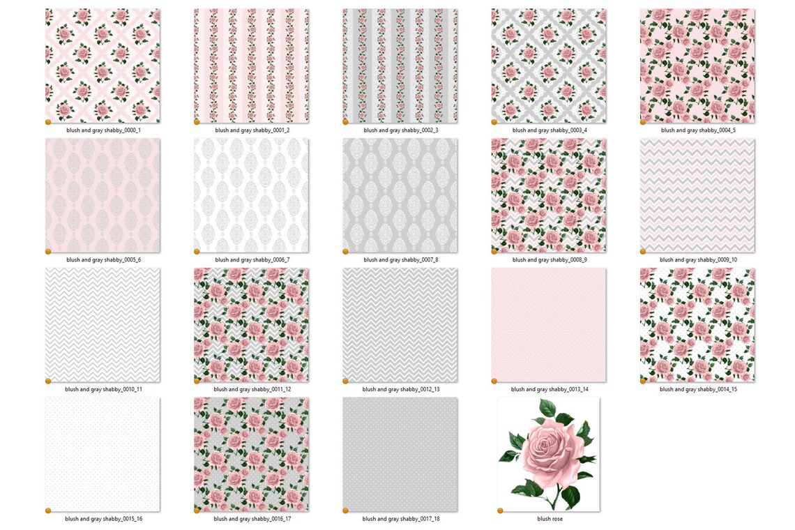 Blush and Gray Shabby Digital Paper Seamless Floral Patterns - Etsy