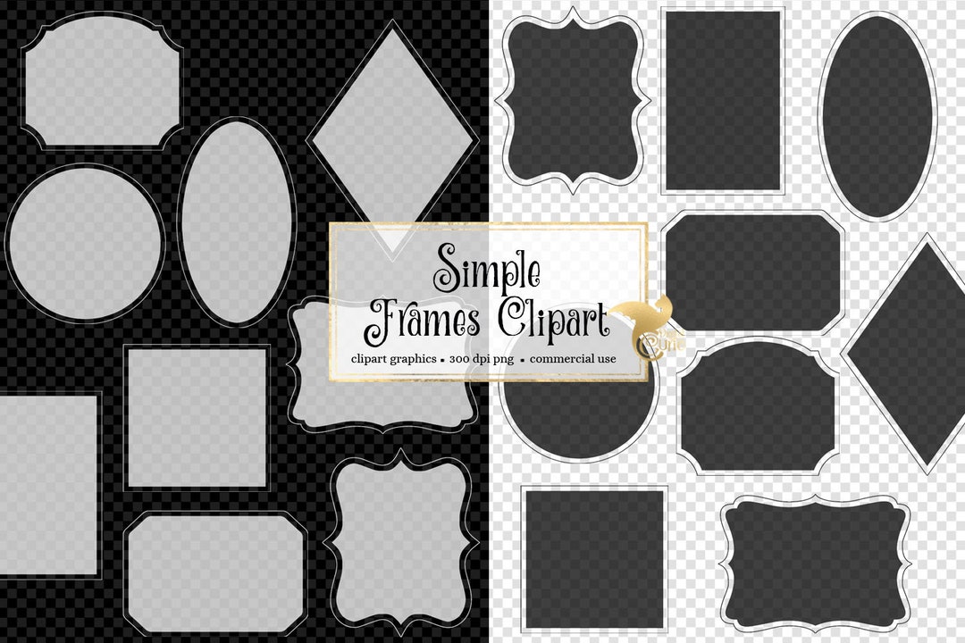 Minimalist Frames Clip Art - Black and White, Semi-transparent (digital ...