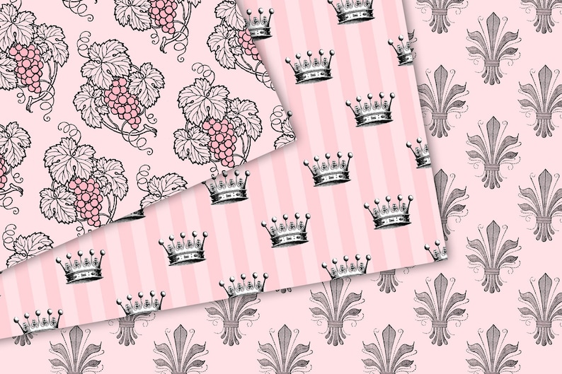 Pink Paris Digital Paper, French Pattern Set (digital Download) - Etsy