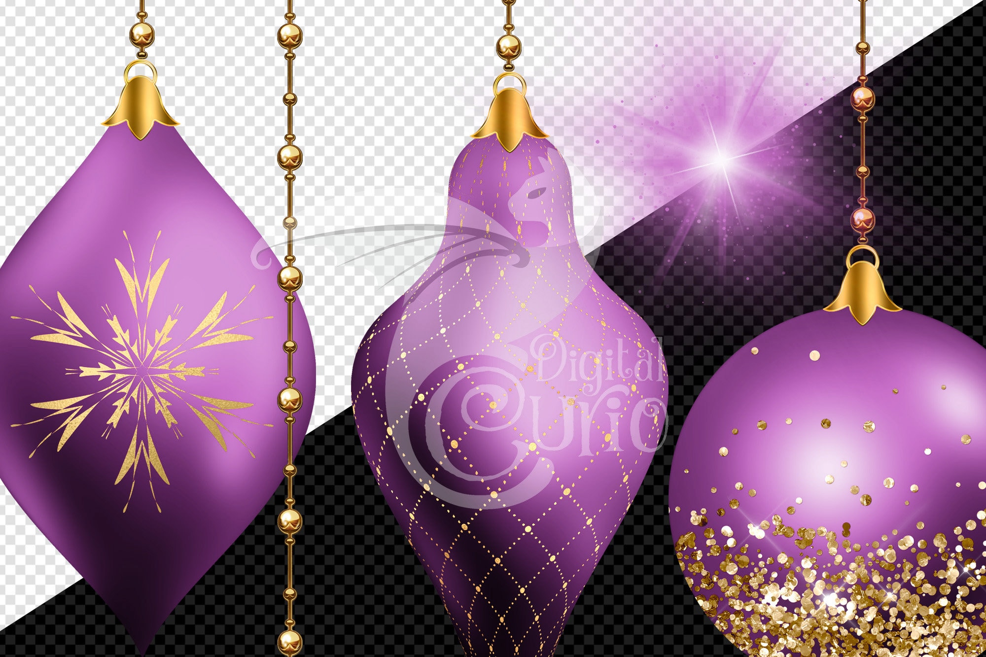Purple Christmas Ornaments Wallpaper