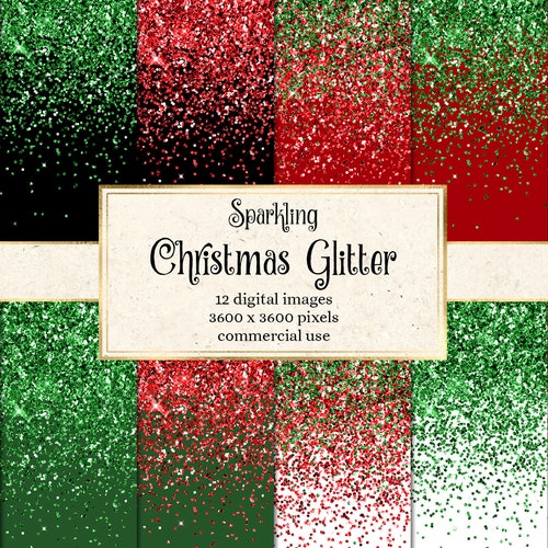 Sparkling Christmas Glitter Digital Paper Glitter - Etsy