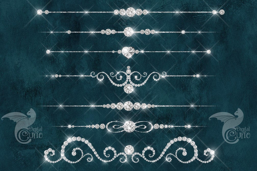 Diamond Dividers Clipart, Bling Page Separators (digital Download) - Etsy