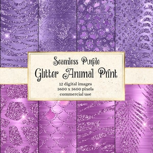 Purple Glitter Animal Print Digital Paper – Seamless Textures (digital ...