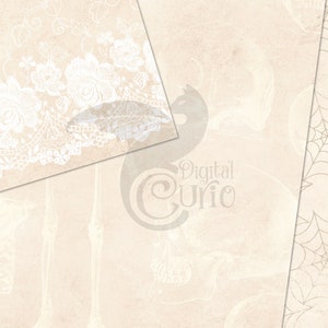 Ivory Gothic Digital Paper, Seamless Skull Damask Halloween Scrapbook ...