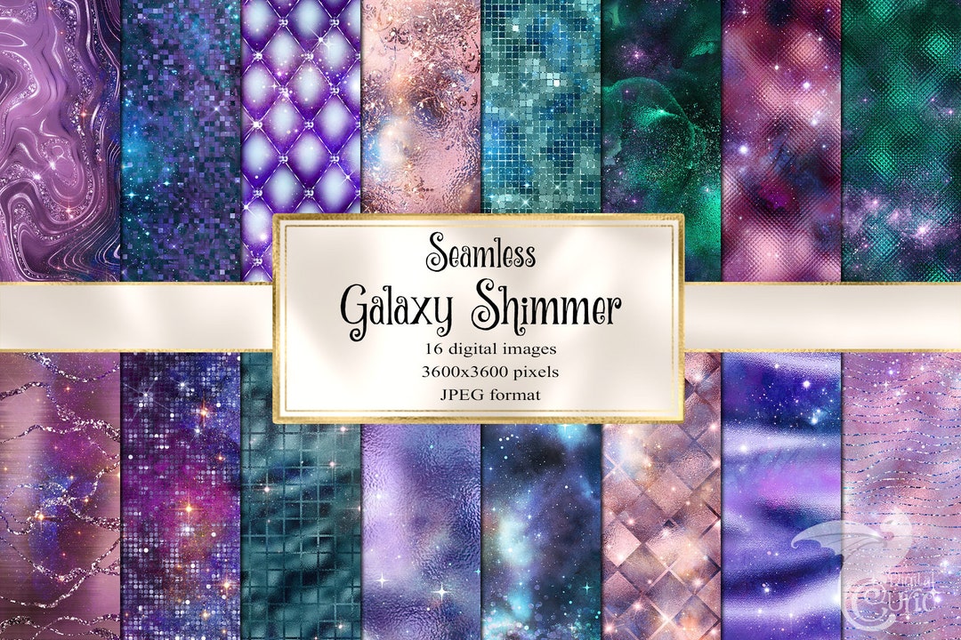 Galaxy Shimmer Digital Paper, Seamless Nebula and Stars Textures With ...