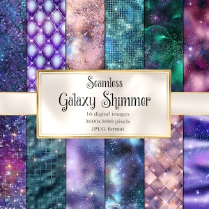 Galaxy Shimmer Digital Paper, Seamless Nebula and Stars Textures With ...