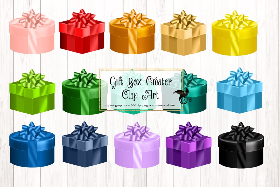 Gift Box Creator Clip Art - Create Your Own Custom Color Gift Box in ...