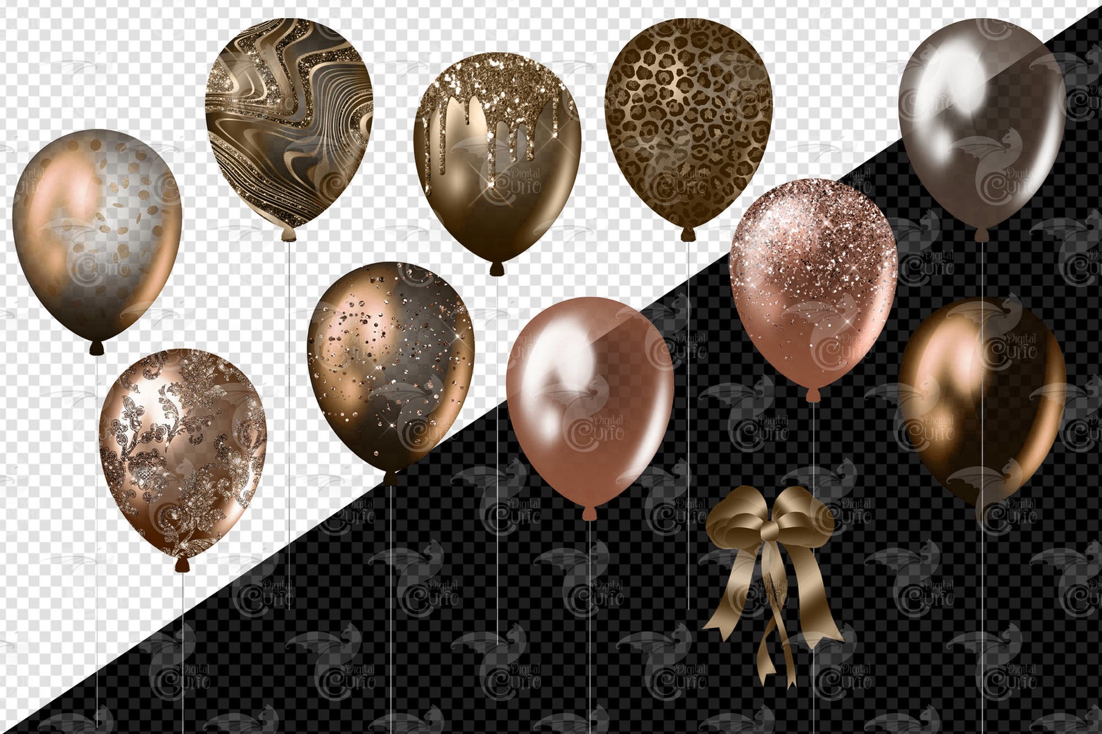Bronze Balloons Clipart Digital Clip Art Graphics for Party - Etsy