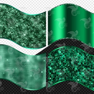 Emerald Wave Borders Clipart - Seamless Glitter and Foil Metallic ...