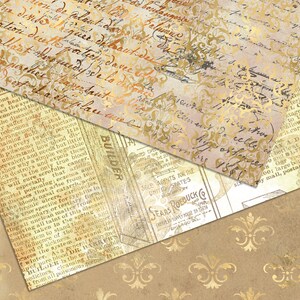 Gold Ephemera Digital Paper, Instant Download Vintage Scrapbook Paper ...