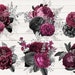 Marsala Black and Silver Floral Clipart, Purple Flower Bouquets Black ...