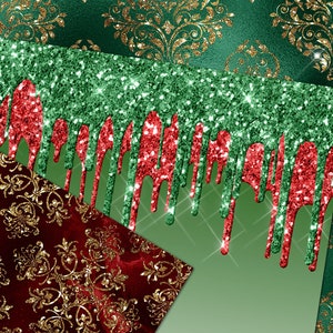 Christmas Glam Digital Paper, Glitter and Foil Luxury Backgrounds With ...