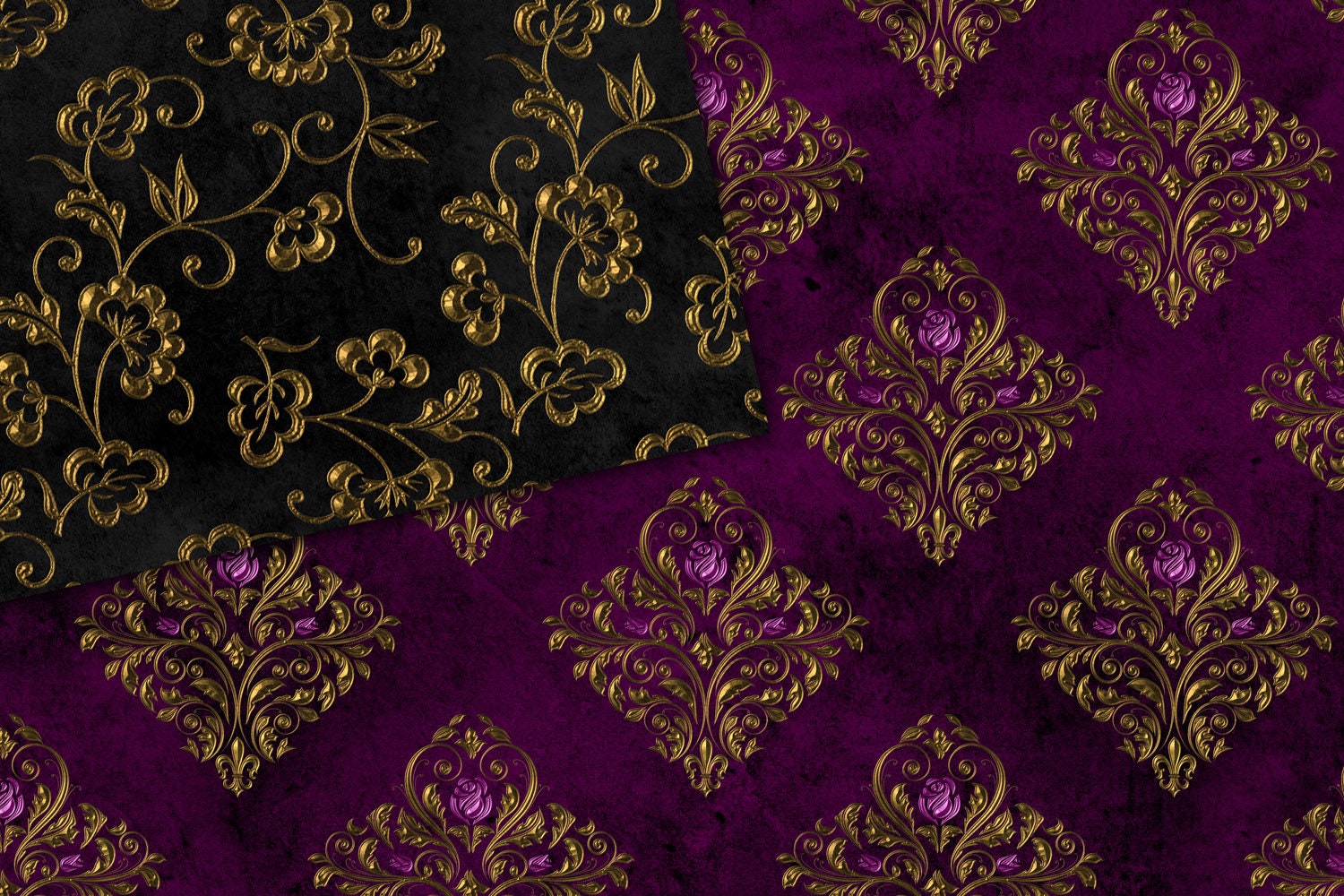 Old Gold Elegance Digital Paper Seamless Royal Queen Patterns - Etsy