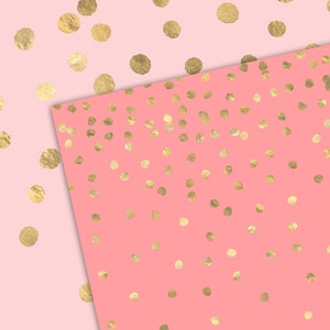 Blush and Gold Confetti Digital Paper, Blush Pink and Gold Foil ...