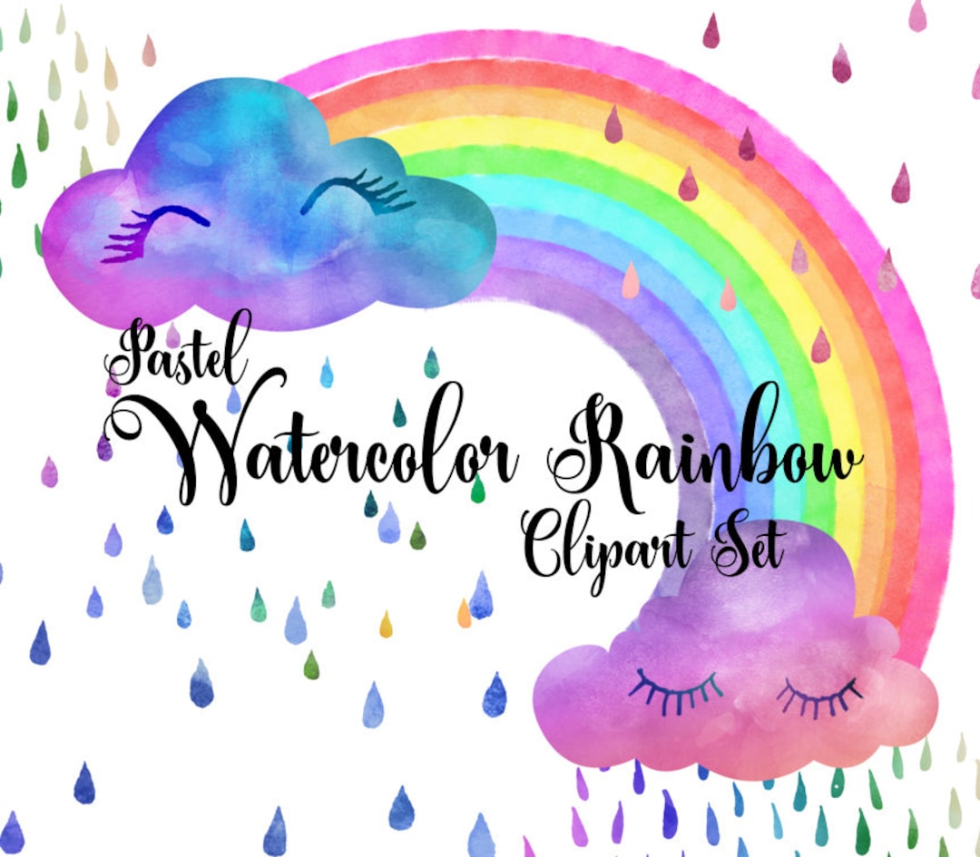Pastel Watercolor Rainbow Clipart, Whimsical Digital Instant Download ...