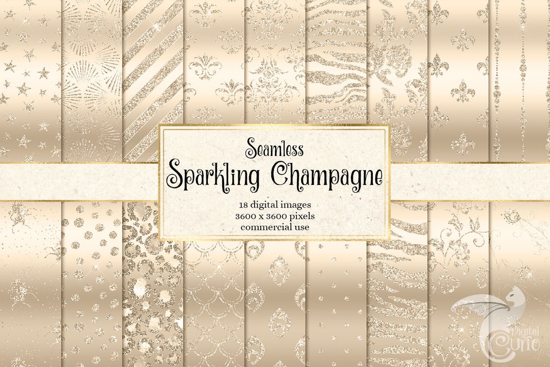 Sparkling Champagne Digital Paper Seamless Glitter Patterns With Animal ...
