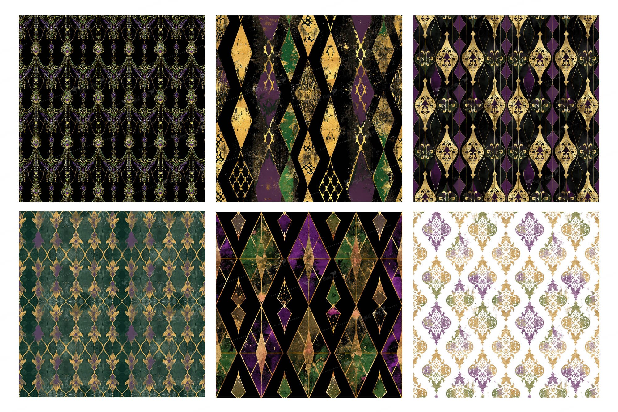 Distressed Mardi Gras Digital Paper - Seamless Printable Digital ...
