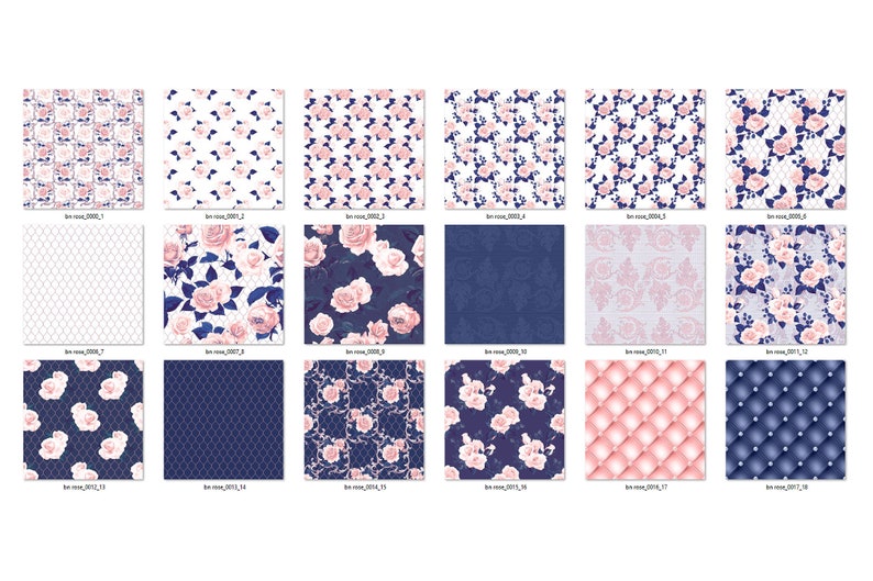 Blush and Navy Roses Digital Paper - Seamless Wedding Backgrounds ...