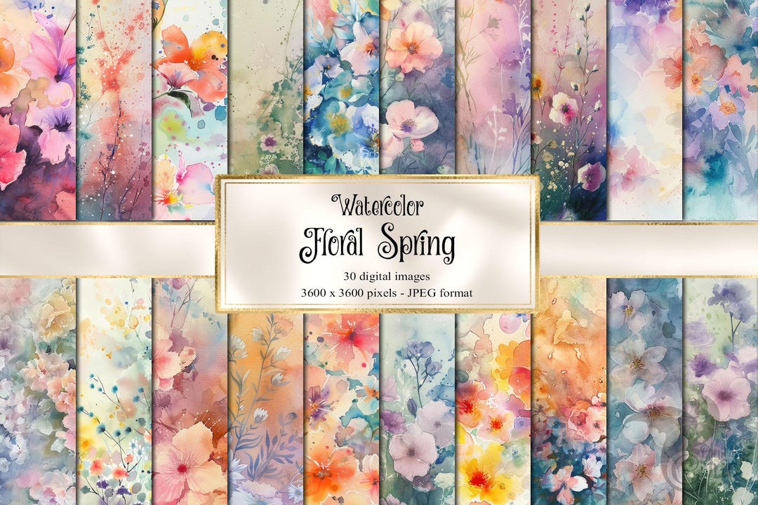 Watercolor Floral Spring Digital Paper (digital Download) - Etsy