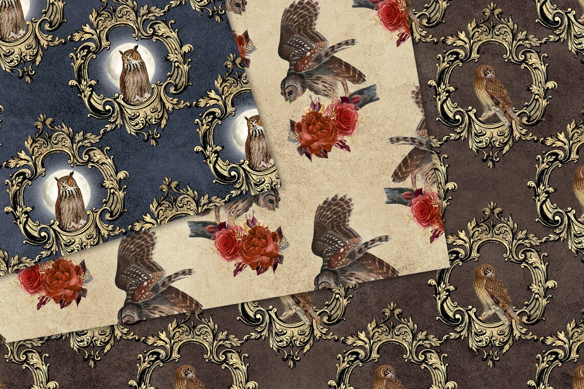 Vintage Owl Digital Paper Seamless Owl Patterns Printable - Etsy