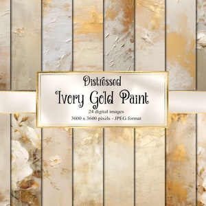 Distressed Ivory Gold Paint Textures, Vintage Backgrounds (digital ...