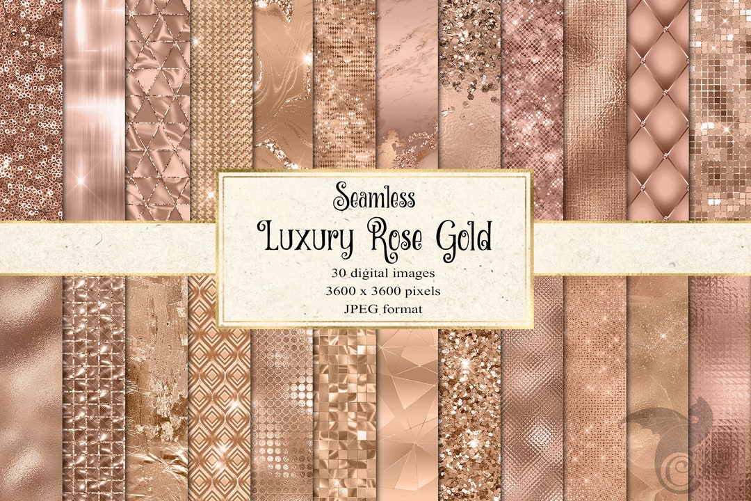 Luxury Rose Gold Digital Paper, Seamless Rose Gold Scrapbook Paper ...