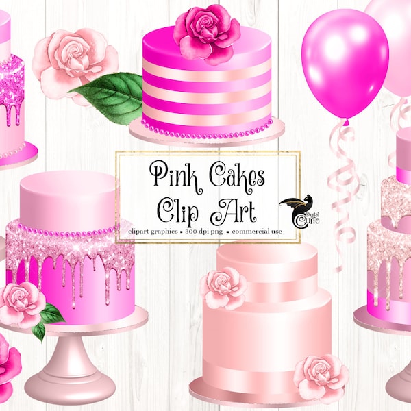 Pink Birthday Cake Clipart - Etsy