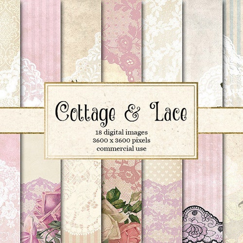 Cottage and Lace Digital Paper Shabby Rustic Digital Paper - Etsy